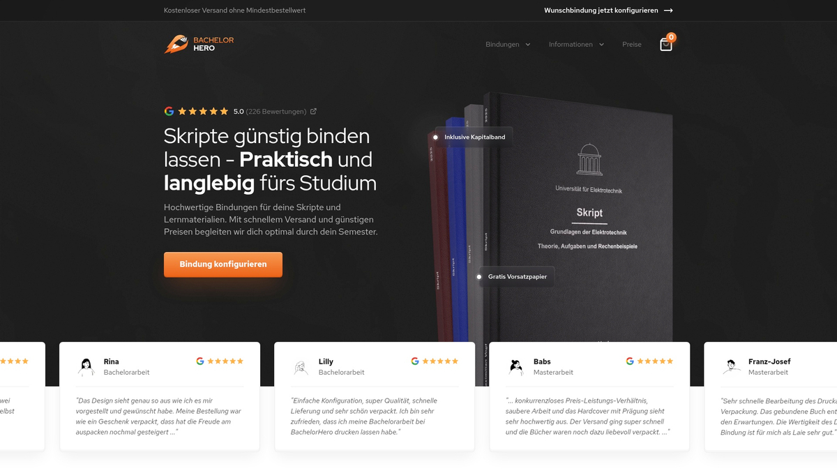 Skripte drucken & binden lassen | Gratis Versand