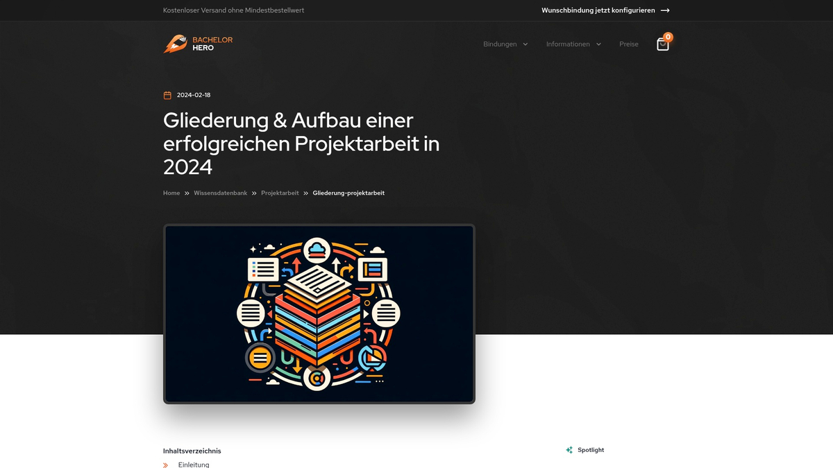 Gliederung & Aufbau einer erfolgreichen Projektarbeit in 2024